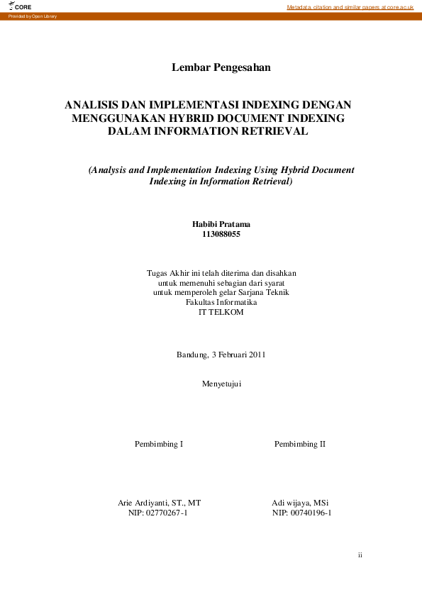 (PDF) Analisis dan Implementasi Indexing dengan Menggunakan Hybrid Document Indexing dalam ...