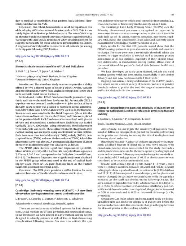 (PDF) Change in the gap index to assess the adequacy of plaster cast on ...