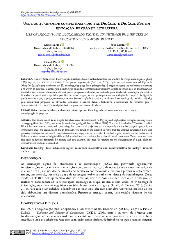 (PDF) Use of DigComp and DigCompEdu digital competence frameworks in ...