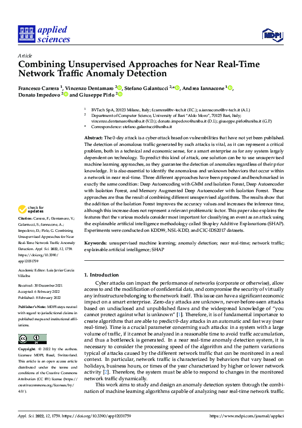 (PDF) Combining Unsupervised Approaches for Near Real-Time Network Traffic Anomaly Detection