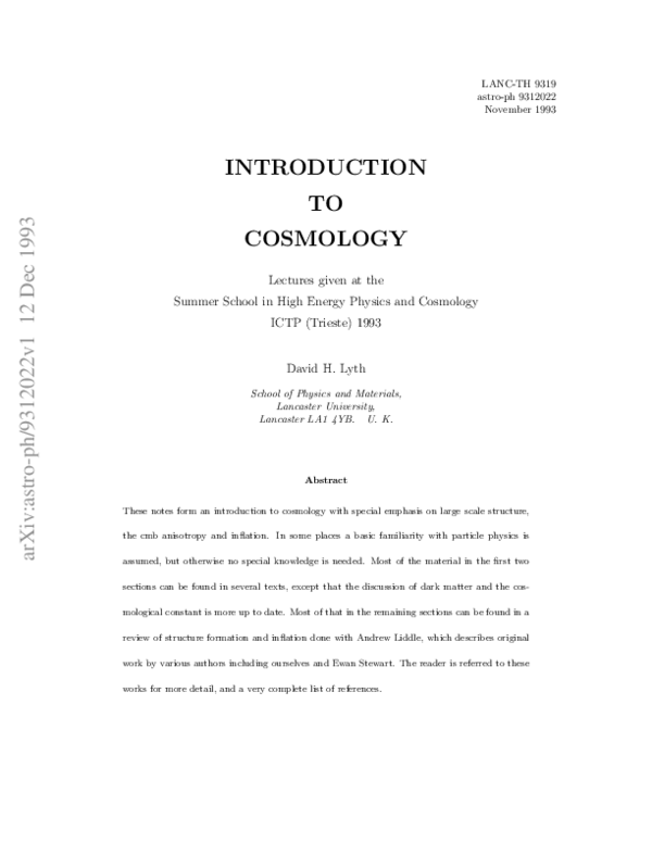 Pdf Introduction To Cosmology