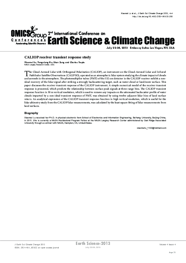 (PDF) CALIOP receiver transient response study