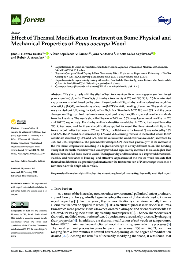 (PDF) Effect of Thermal Modification Treatment on Some Physical and Mechanical Properties of ...