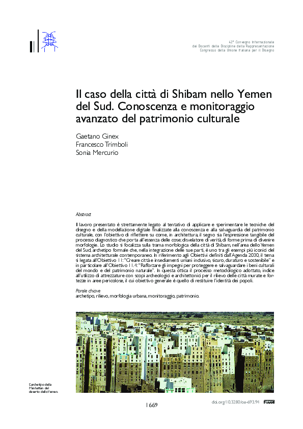 (PDF) Il caso della città di Shibam nello Yemen del Sud. Conoscenza e ...