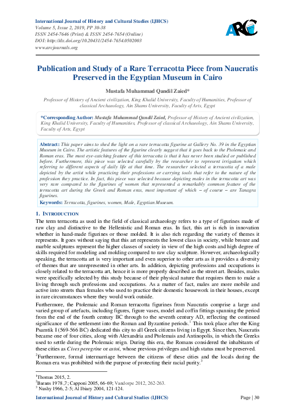 (PDF) Publication and Study of a Rare Terracotta Piece from Naucratis ...