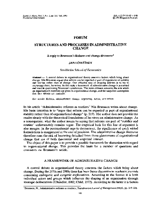 (PDF) Structures and processes in administrative change