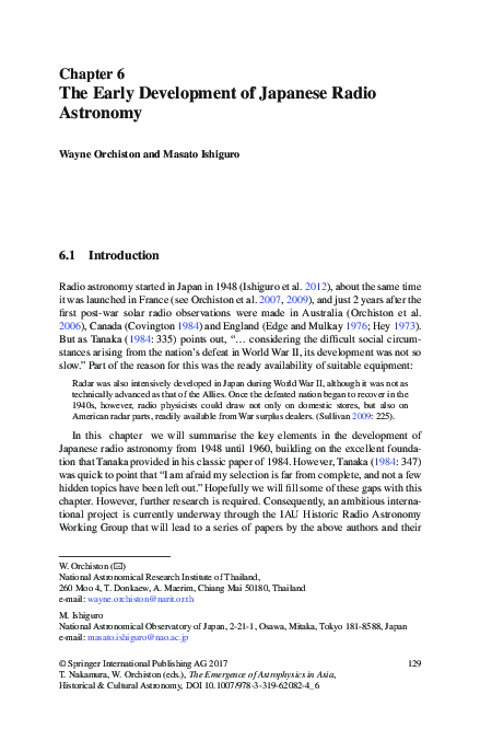 (PDF) The Early Development of Japanese Radio Astronomy
