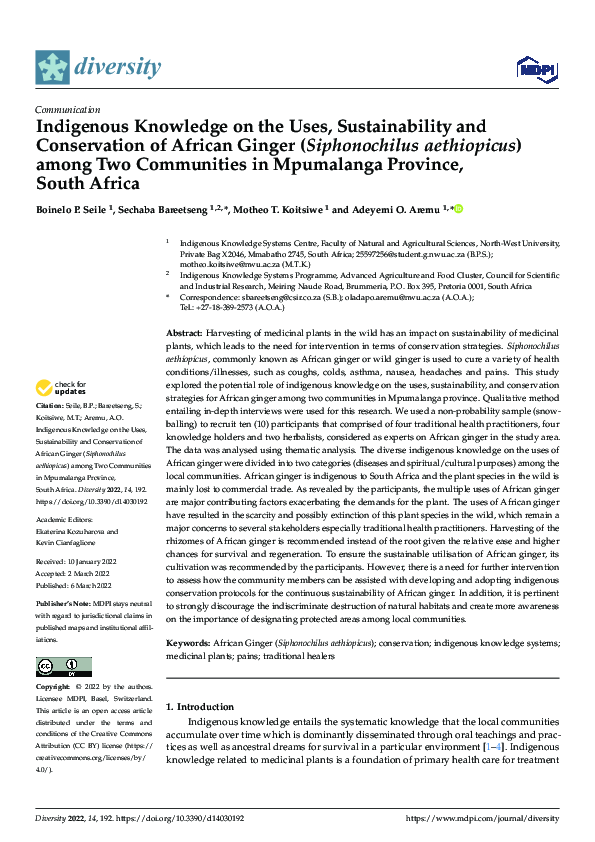 (PDF) Indigenous Knowledge on the Uses, Sustainability and Conservation ...