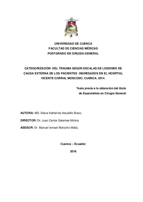 (PDF) Categorización del trauma según escalas de lesiones de causa ...