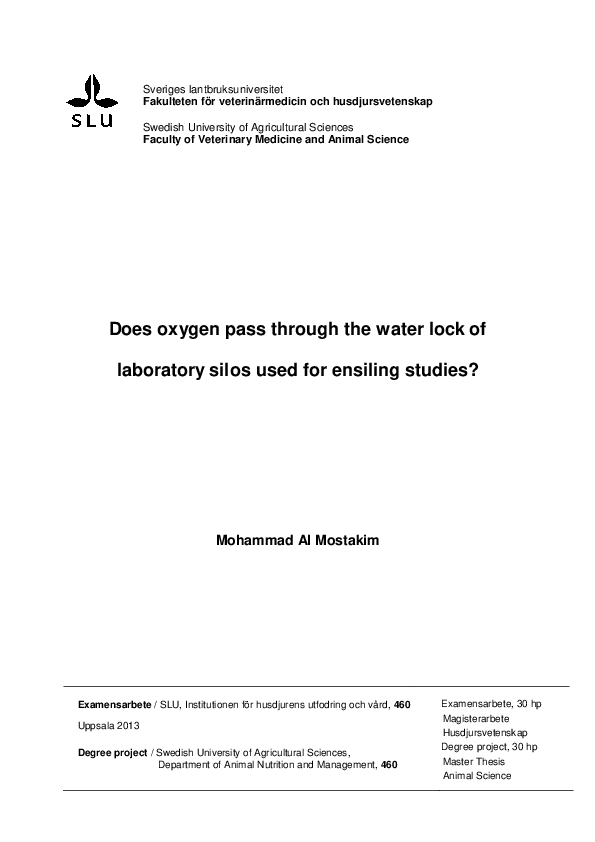 (PDF) Does oxygen pass through the water lock of laboratory silos used ...
