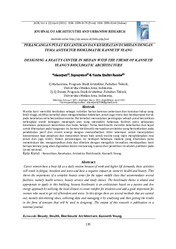 (PDF) Perancangan Pusat Kecantikan Dan Kesehatan DI Medan Dengan Tema Asitektur Bioklimatik ...