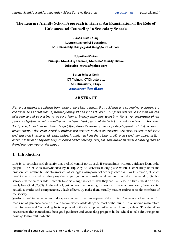 (PDF) Learner friendly School Approach in Kenya