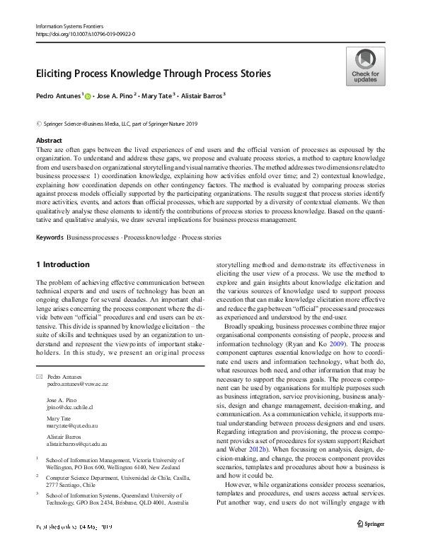 Pdf Eliciting Process Knowledge Through Process Stories