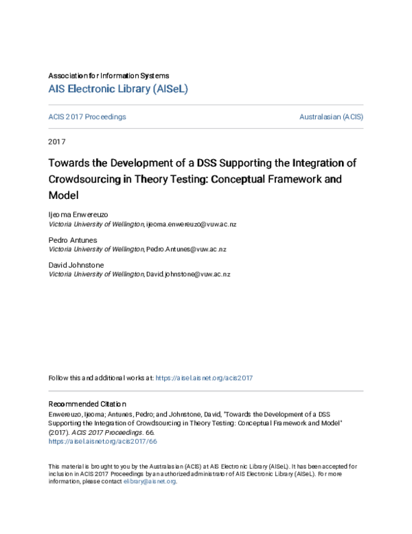 (PDF) Towards the Development of a DSS Supporting the Integration of Crowdsourcing in Theory ...