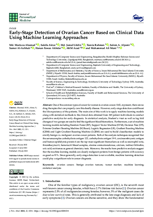 (PDF) Early-Stage Detection of Ovarian Cancer Based on Clinical Data ...