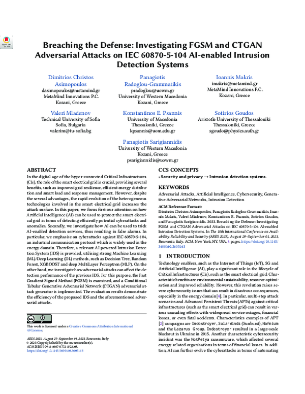 (PDF) Breaching the Defense: Investigating FGSM and CTGAN Adversarial Attacks on IEC 60870-5-104 ...