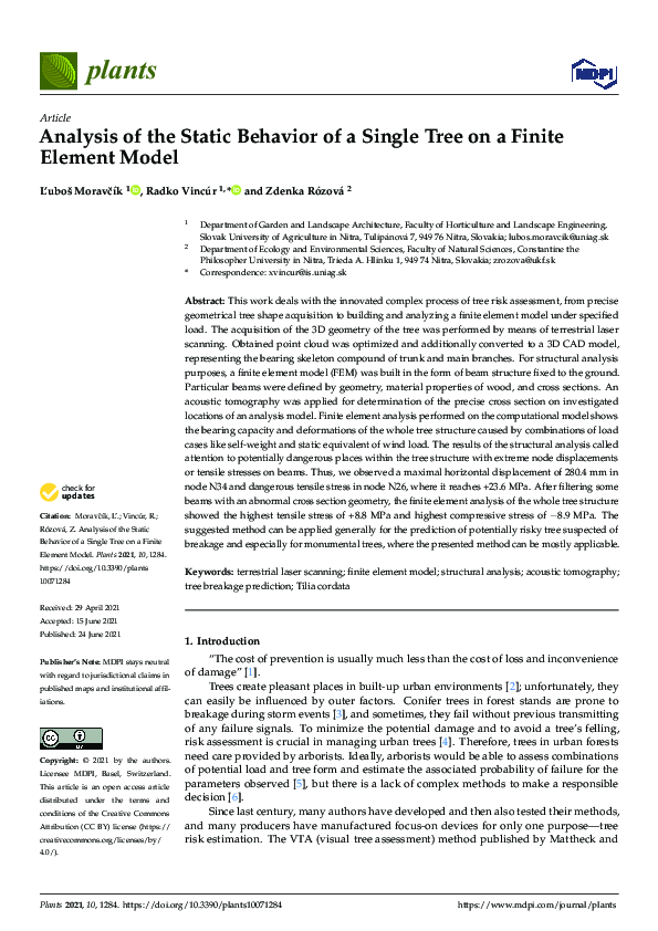 (PDF) Analysis of the Static Behavior of a Single Tree on a Finite ...