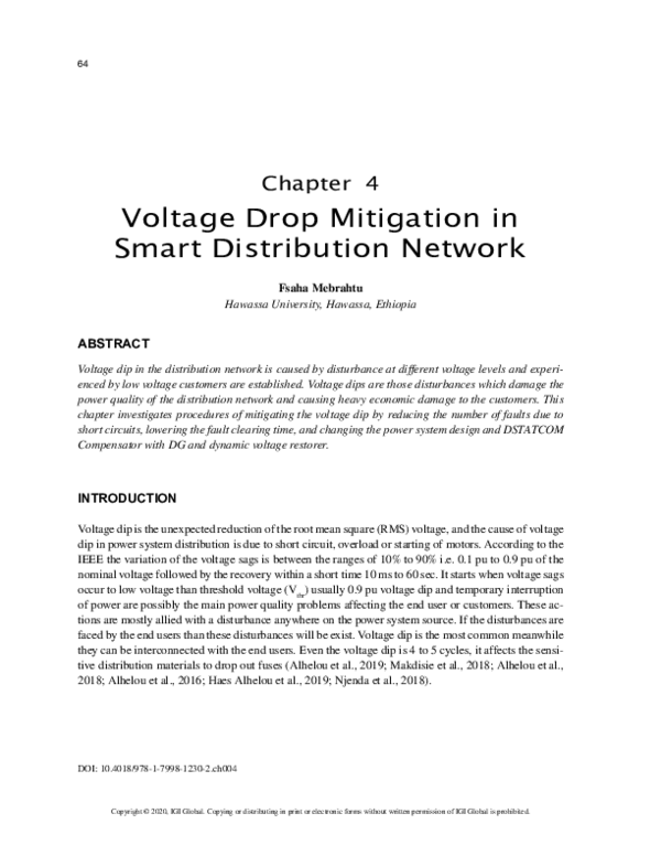 Pdf Voltage Drop Mitigation In Smart Distribution Network