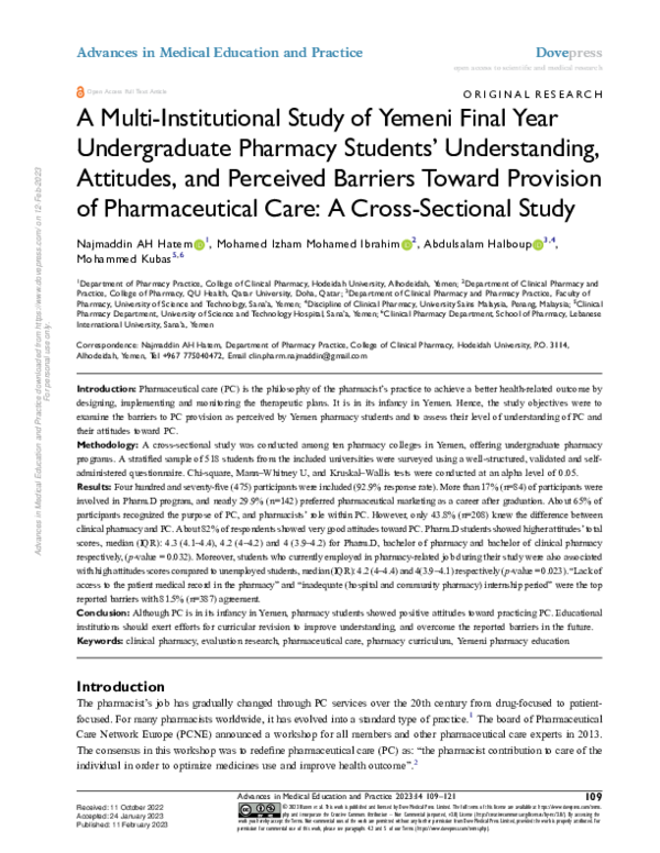 (PDF) A Multi-Institutional Study of Yemeni Final Year Undergraduate ...