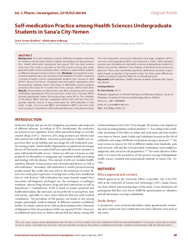(PDF) Self-medication Practice among Health Sciences Undergraduate ...