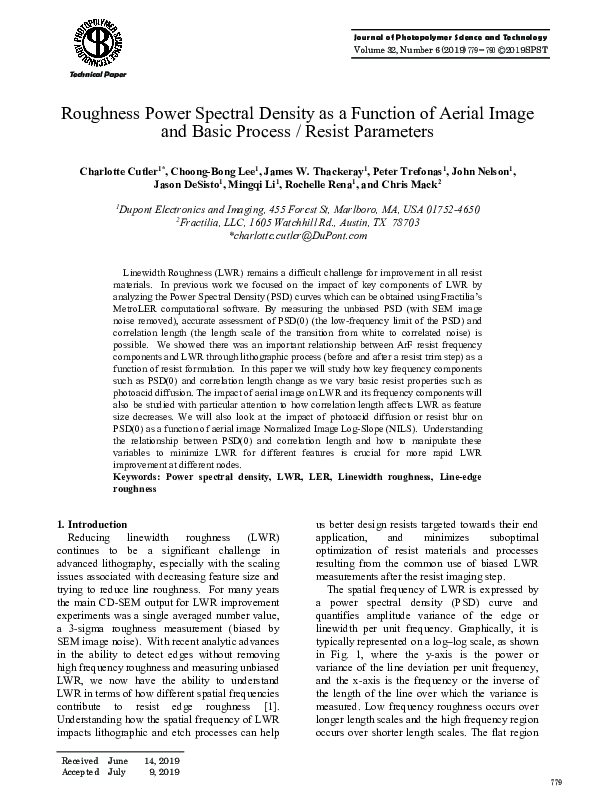 (PDF) Roughness Power Spectral Density as a Function of Aerial Image ...
