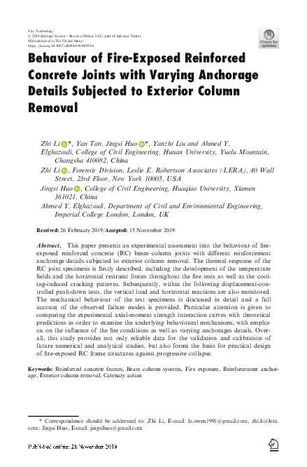 (PDF) Behaviour of Fire-Exposed Reinforced Concrete Joints with Varying Anchorage Details ...