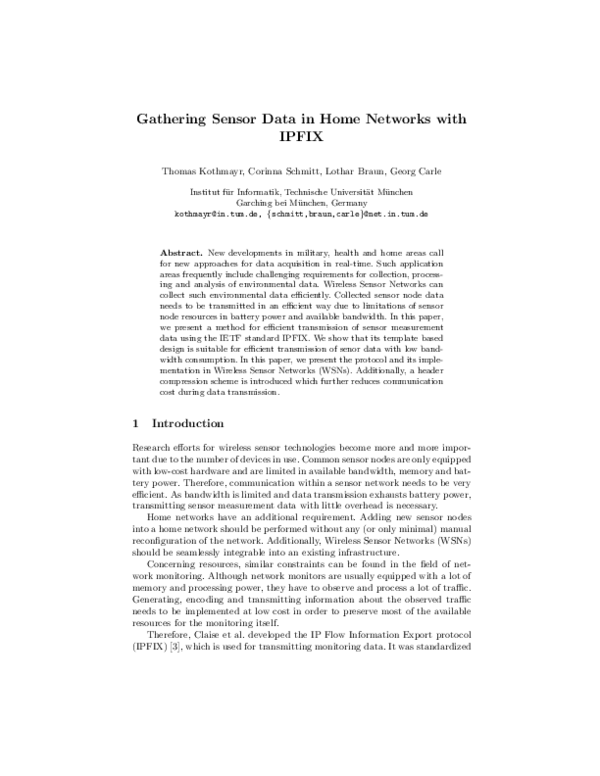 (PDF) Gathering Sensor Data in Home Networks with IPFIX | Georg Carle - Academia.edu
