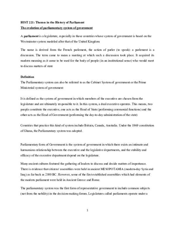 (DOC) HIST 221: Themes in the History of Parliament The evolution of ...