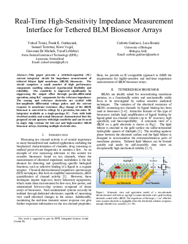 (PDF) Real-time high-sensitivity impedance measurement interface for tethered BLM biosensor arrays