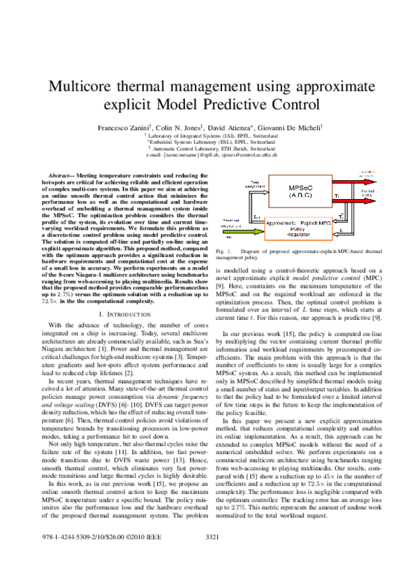 (PDF) Multicore thermal management using approximate explicit model predictive control