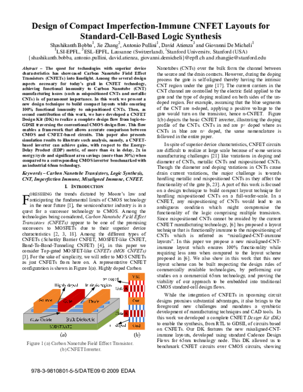 (PDF) Design of compact imperfection-immune CNFET layouts for standard ...