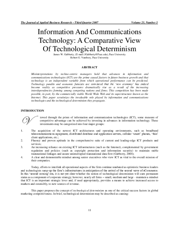 (PDF) Information And Communications Technology: A Comparative View Of Technological Determinism