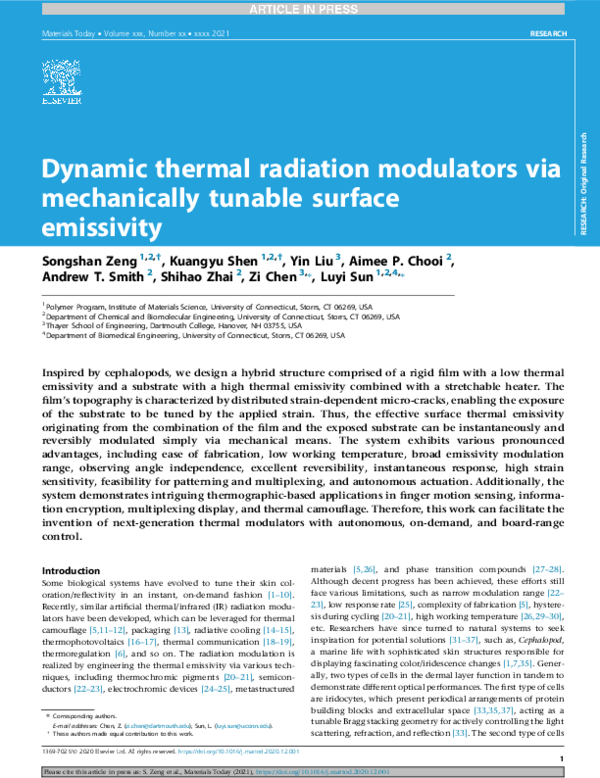 (PDF) Dynamic thermal radiation modulators via mechanically tunable ...