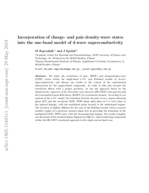 (PDF) Incorporation of charge- and pair-density-wave states into the ...