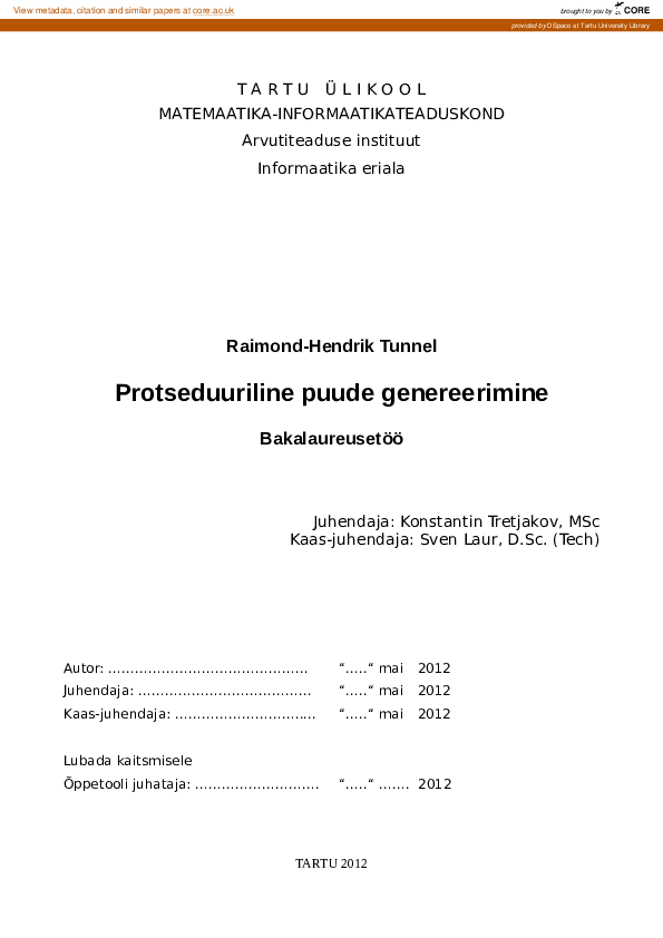 Pdf Procedural Tree Generation 