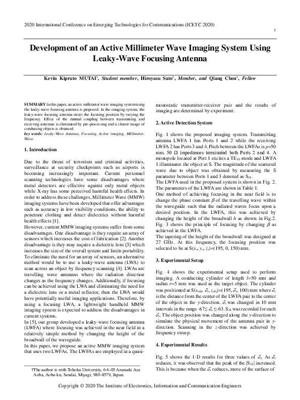 (PDF) Development of an Active Millimeter Wave Imaging System Using ...