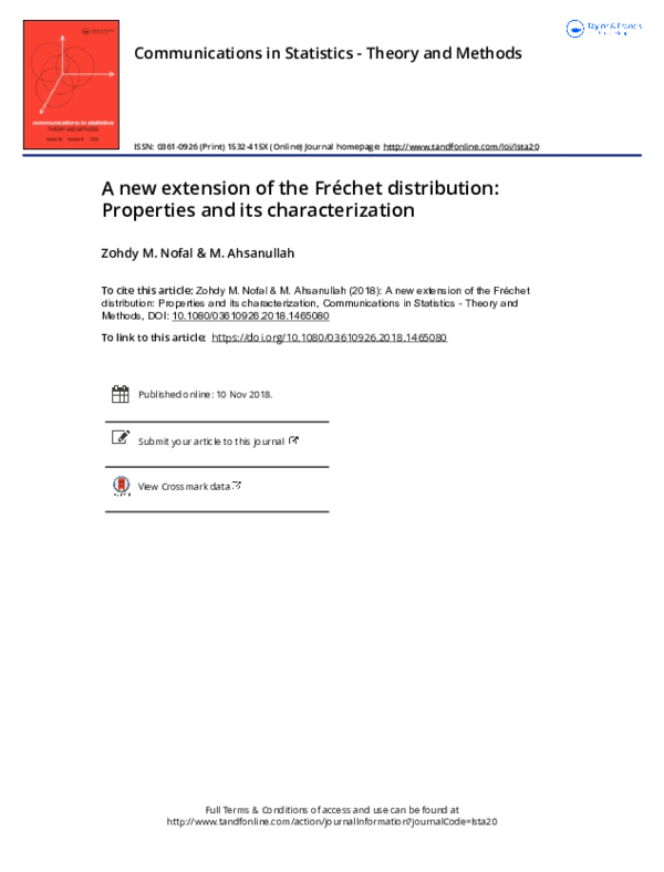 (PDF) A new extension of the Fréchet distribution: Properties and its ...