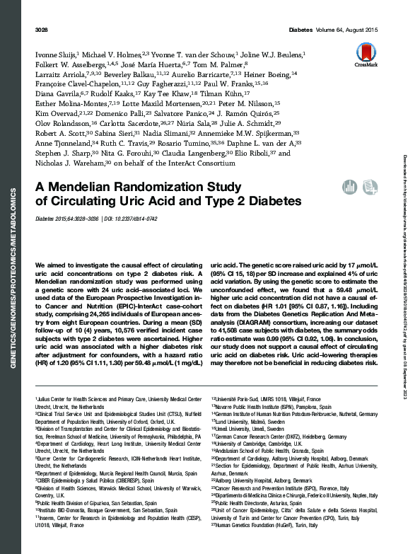 (PDF) A Mendelian Randomization Study of Circulating Uric Acid and Type ...
