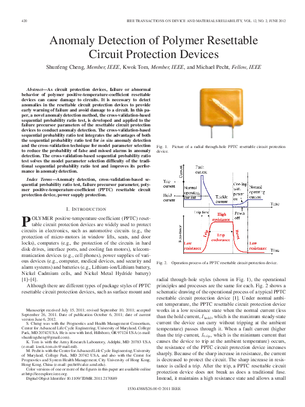 (PDF) Anomaly Detection of Polymer Resettable Circuit Protection Devices
