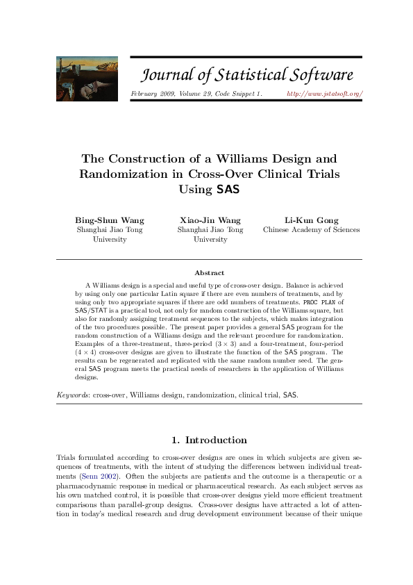 (PDF) Gong L: The Construction of a Williams Design and Randomization ...
