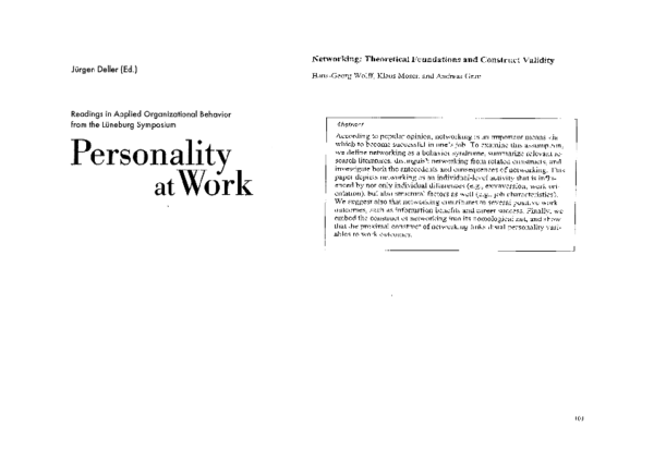 (PDF) Networking: Theoretical foundations and construct validity