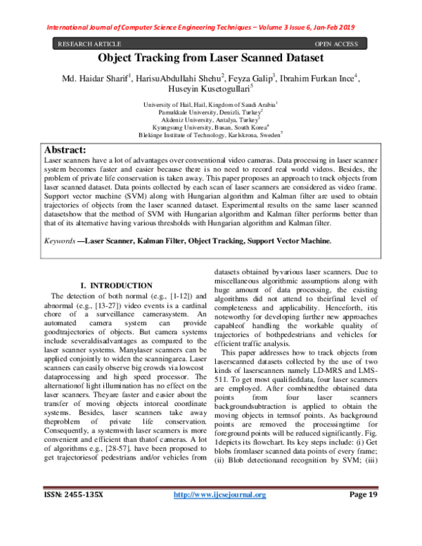 Pdf Object Tracking From Laser Scanned Dataset