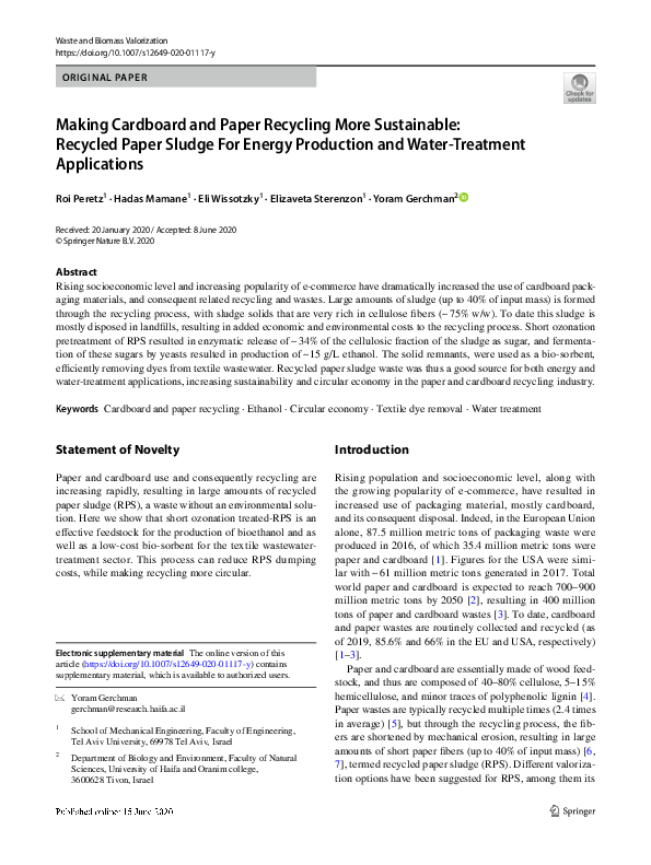 (PDF) Making Cardboard and Paper Recycling More Sustainable: Recycled ...