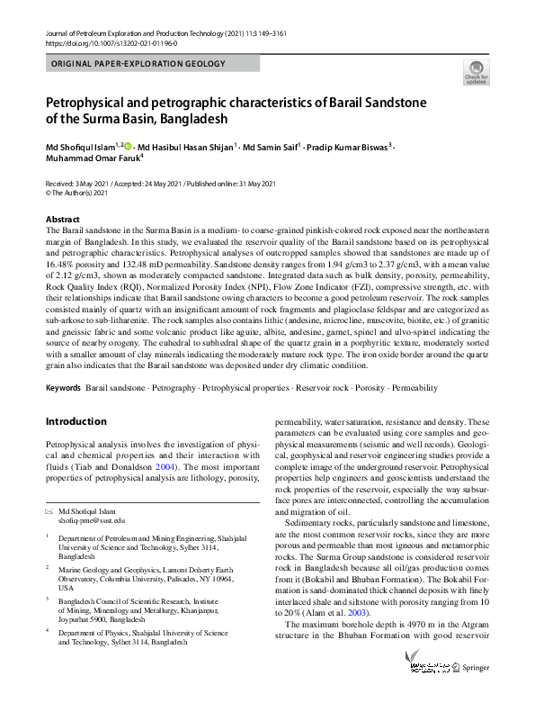 (PDF) Petrophysical and petrographic characteristics of Barail ...