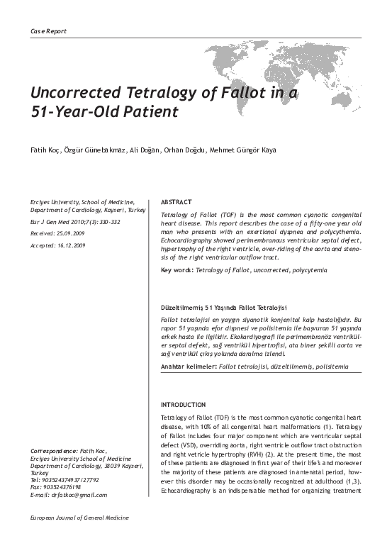 (PDF) Uncorrected Tetralogy of Fallot in a 51-Year-Old Patient
