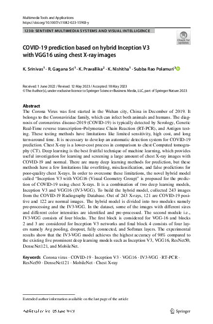 (PDF) COVID-19 prediction based on hybrid Inception V3 with VGG16 using ...