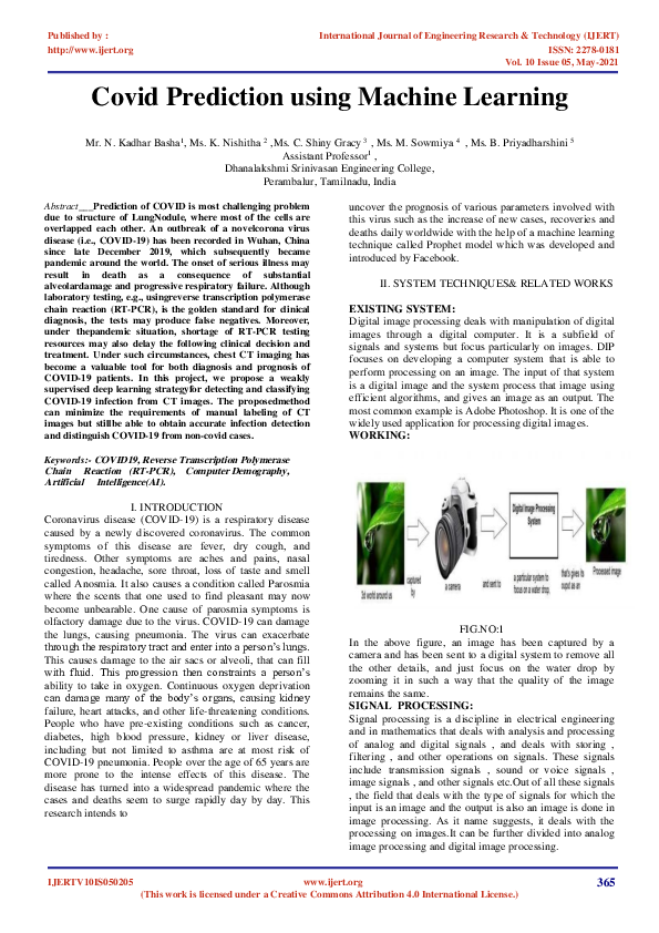 (PDF) Covid Prediction using Machine Learning