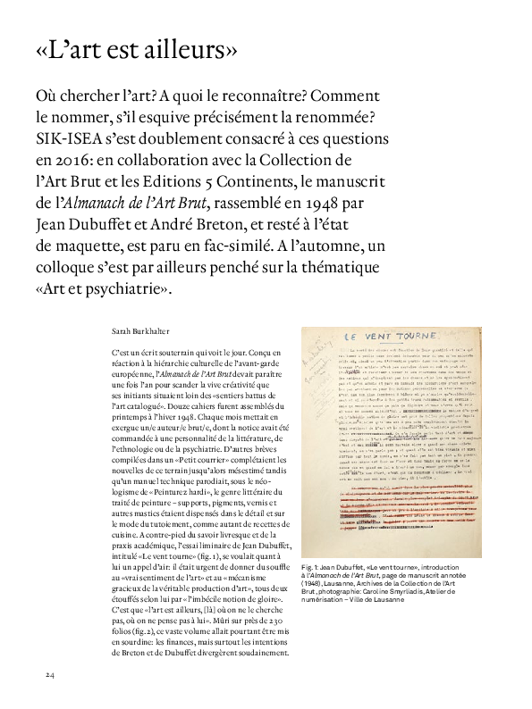 (PDF) «L'art est ailleurs» | Sarah Burkhalter - Academia.edu