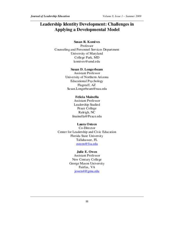 (PDF) Leadership Identity Development