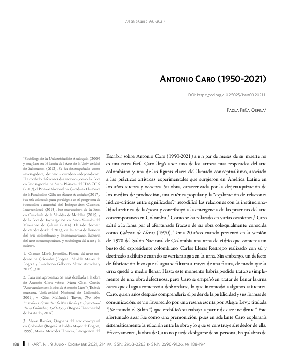 (PDF) Reseña: Antonio Caro